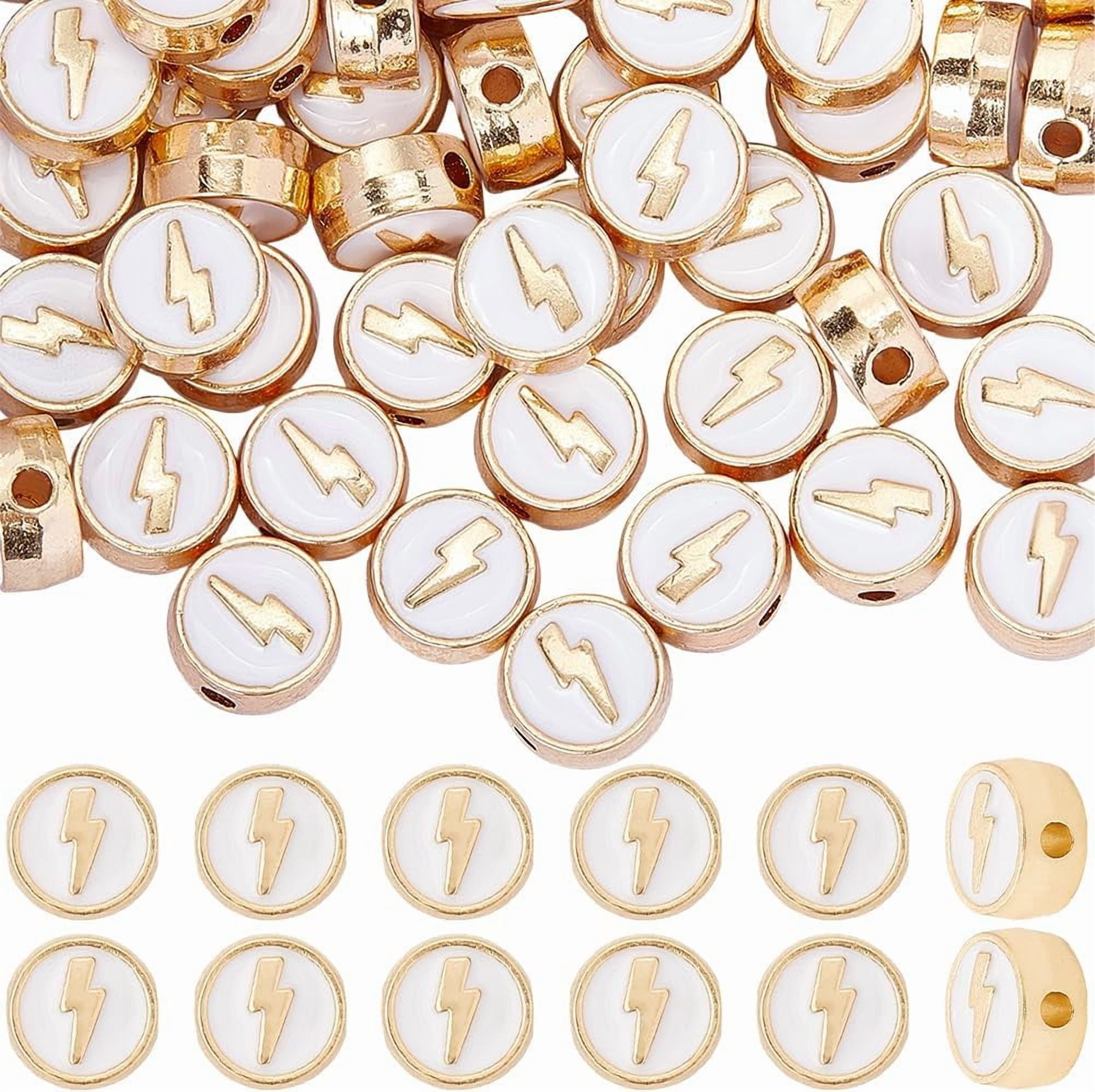 1 Box 96Pcs 8mm Flat Round Spacer Beads Lightning Bolt Beads Enamel ...