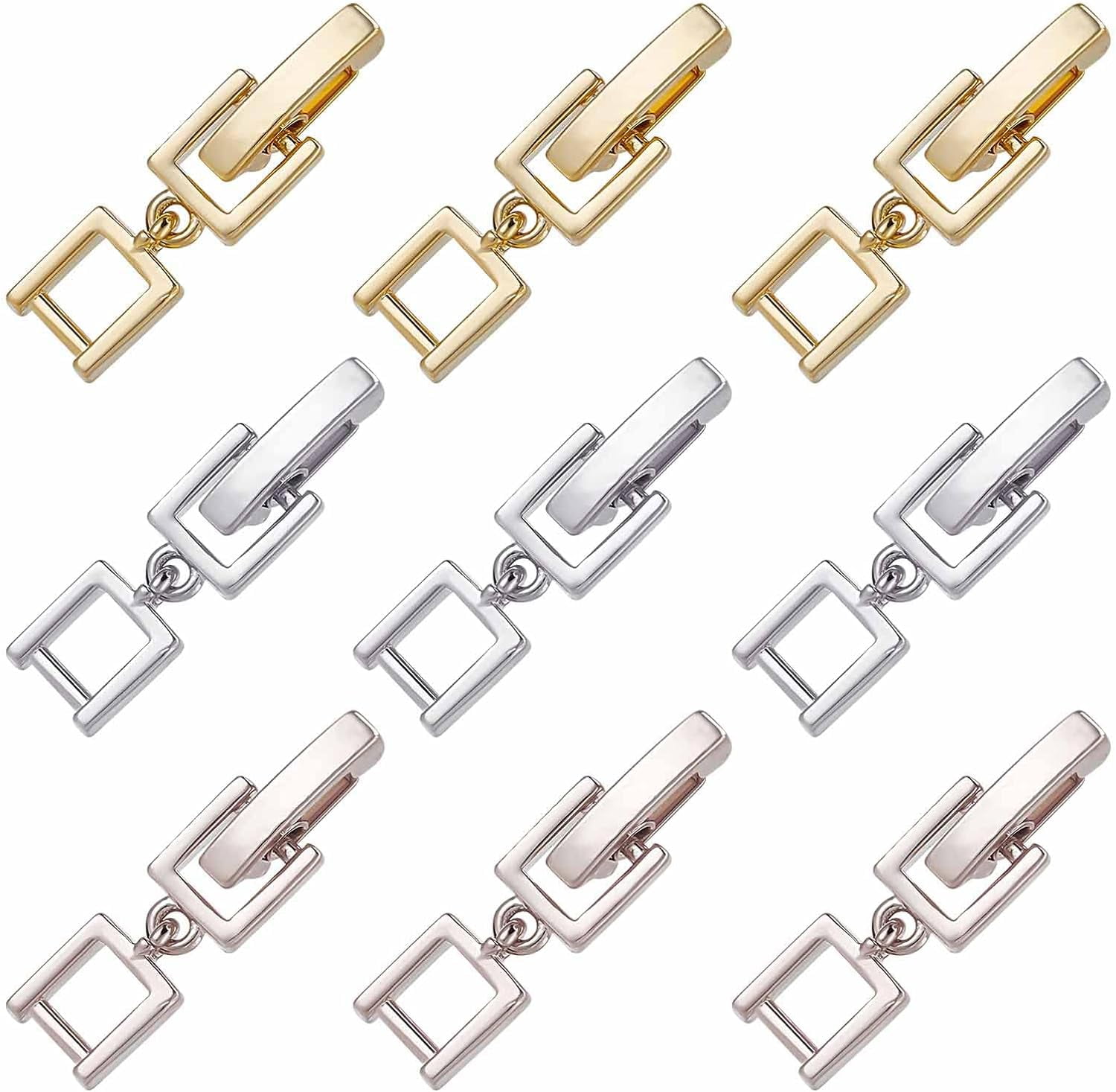 1 Box 9Pcs 3 Colors Fold Over Clasp Extender Foldover Extension Clasp ...