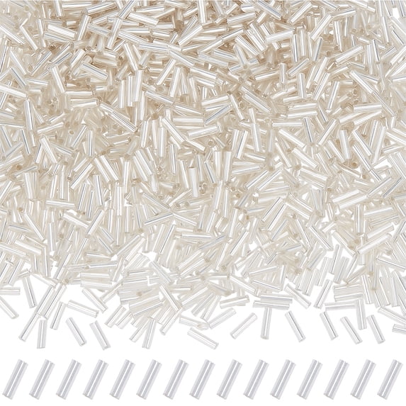 1 Box About 50G 1000Pcs White Glass Bugle Beads 6mm Embroidery Tube ...