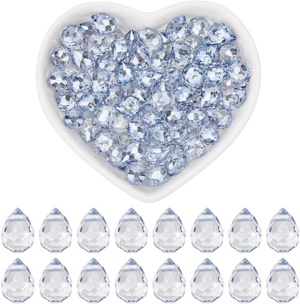 1 Box About 95~100Pcs Teardrop Crystal Beads Glass Faceted Bead Bulk ...