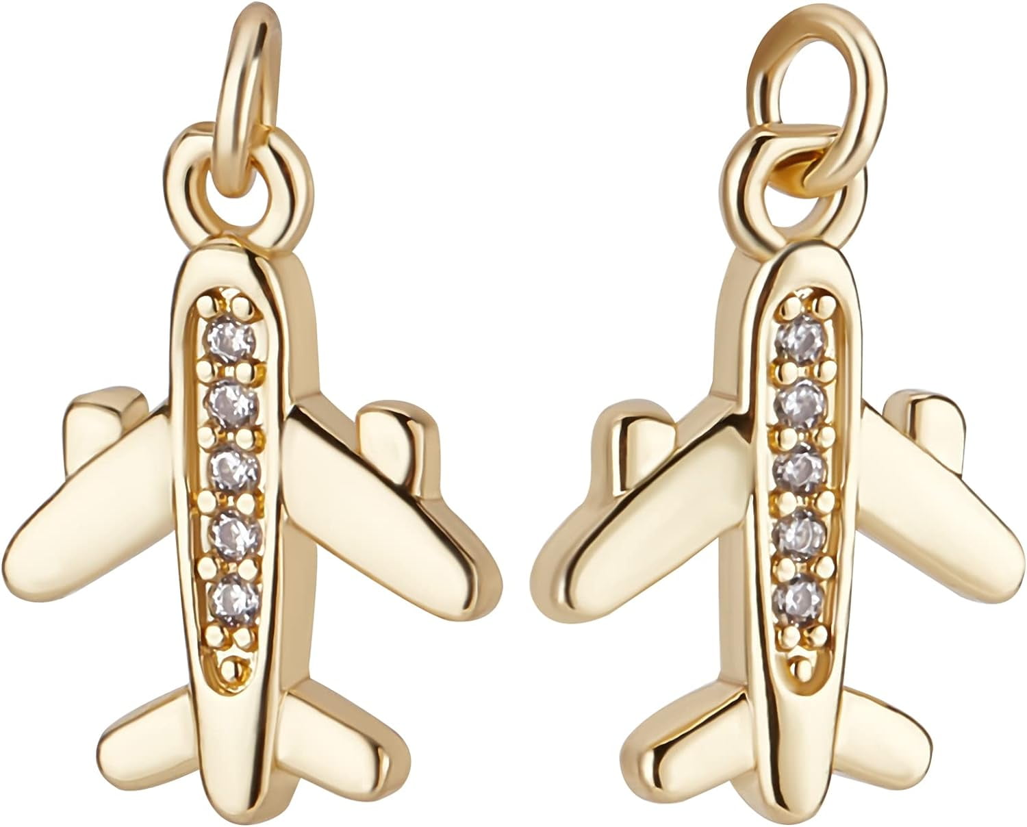 1 Box Airplane Charms 18K Gold Plated Cubic Zirconia Plane Airplanes ...