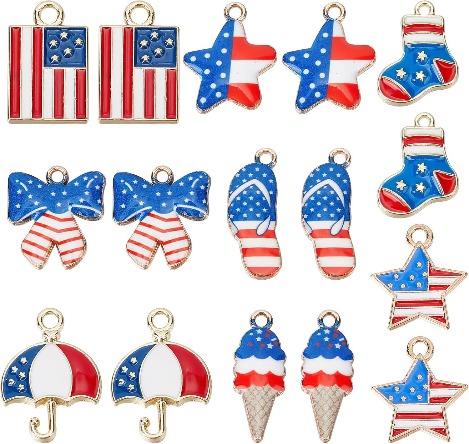 1 Box America Flag Charms 4th of July Charms Patriotic Enamel Charm ...