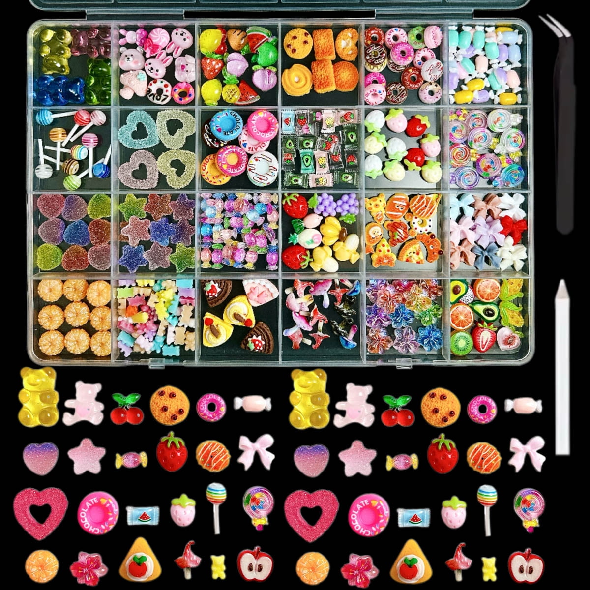 1 Box Colorful Summer Color Resin Candy Fruit Shape Multi-Style Mixed ...