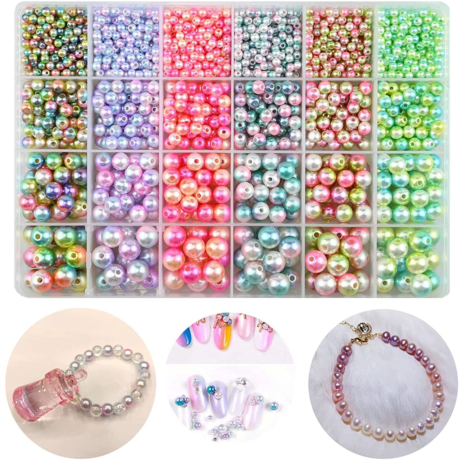 1 Box Craft Beads Long-lasting Smooth Surface Round Colorful Faux Pearl ...