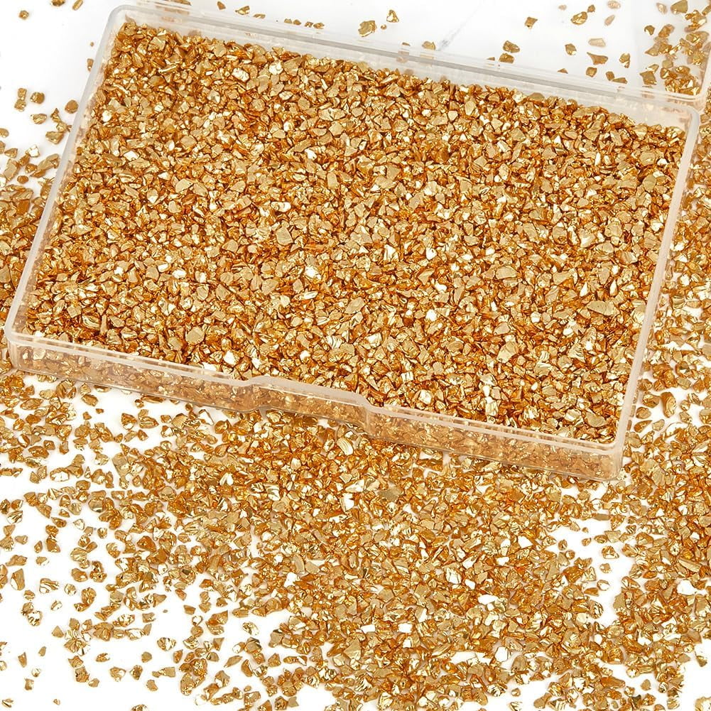 DIY 1 Box Crushed Glass Glitter Irregular Broken Gold Shards Crush ...