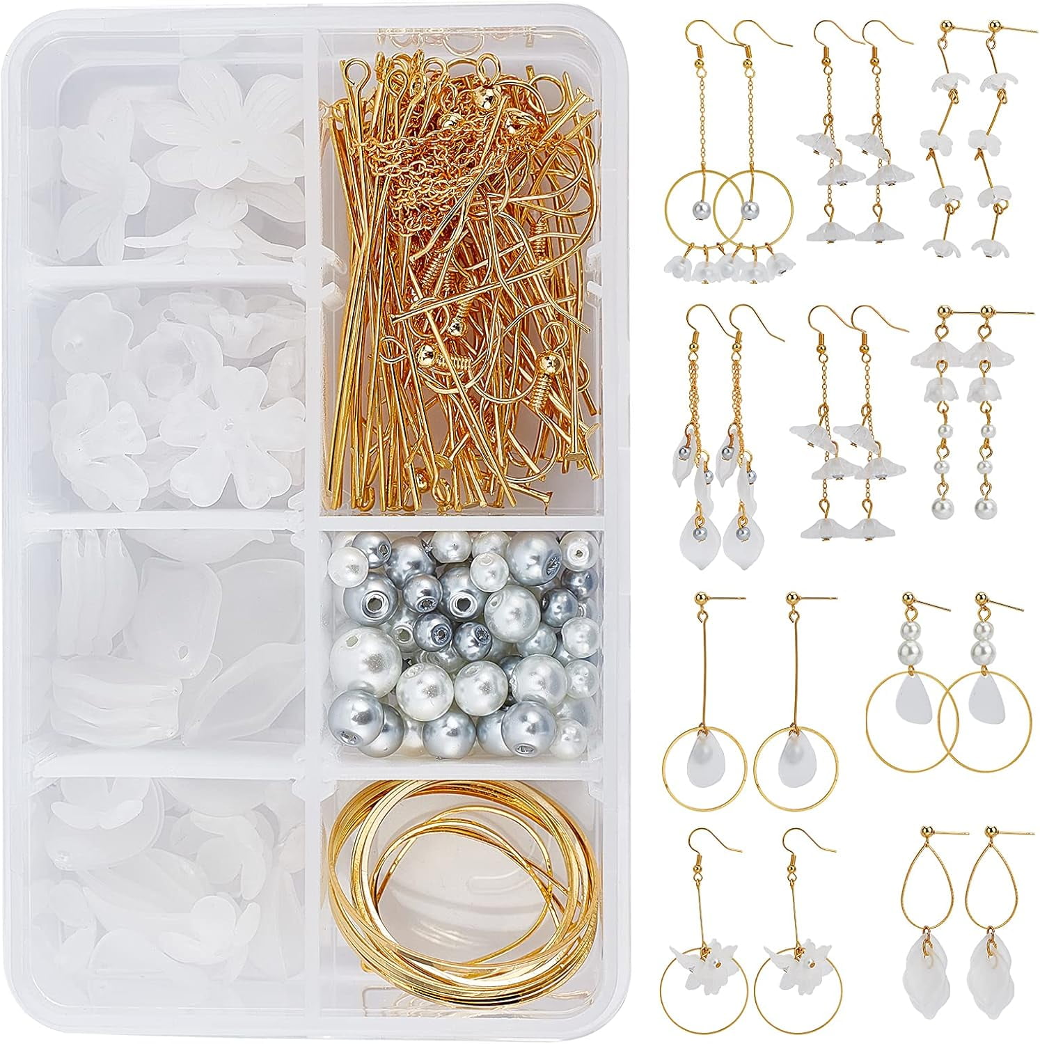 1 Box DIY 10 Pairs Acrylic Flower Dangle Earring Jewelry Making Kits ...