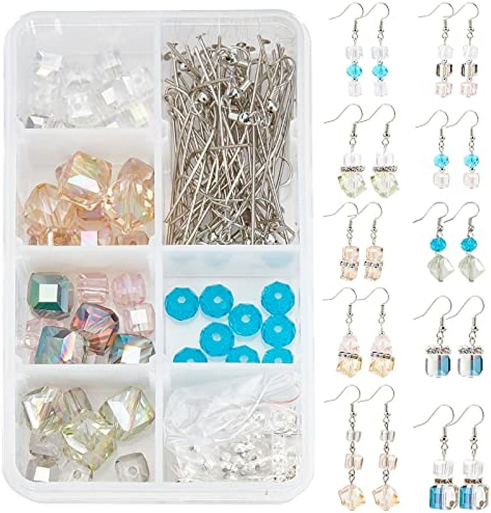 1Box DIY 10Pairs Electroplated Glass Beads Faceted Cube Beads Earring ...