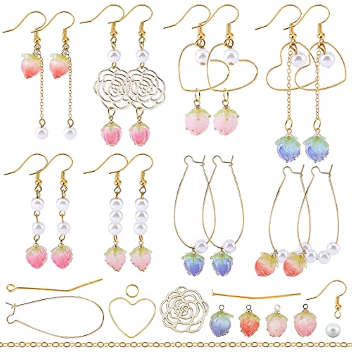 1 Box DIY 10 Pairs Flower Charms Earring Making Kit Hollow Charms for ...
