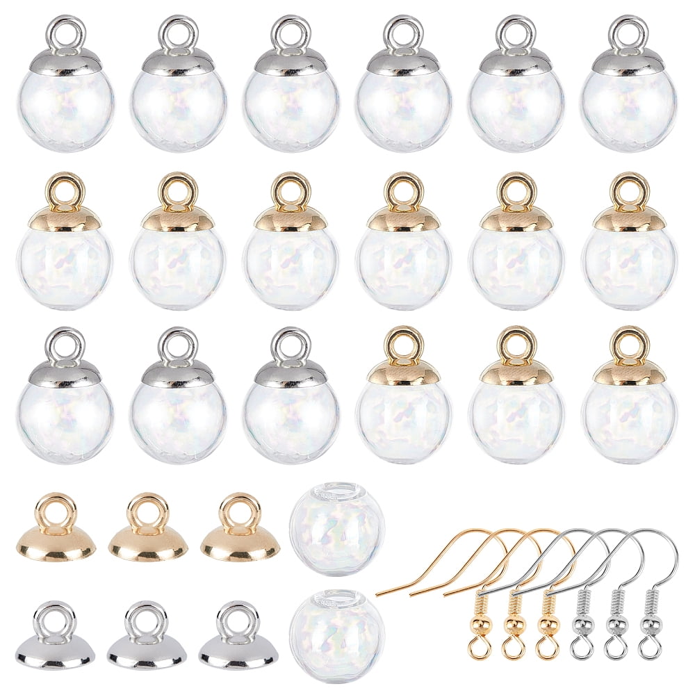 1 Box DIY 10 Pairs Mini Empty Clear Glass Globe Bottle Vial Wish Glass ...