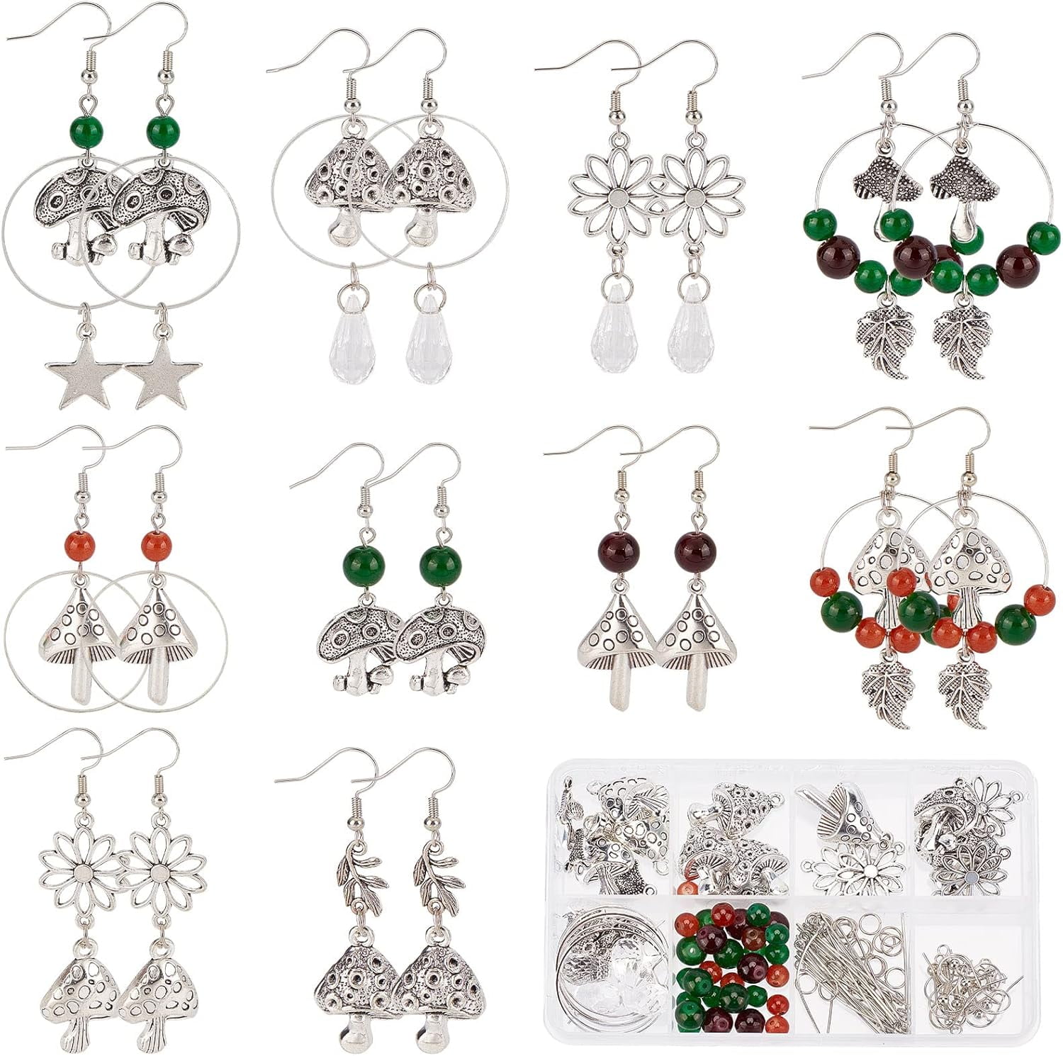1 Box DIY 10 Pairs Mushroom Charms Mushrooms Charm Earring Making ...