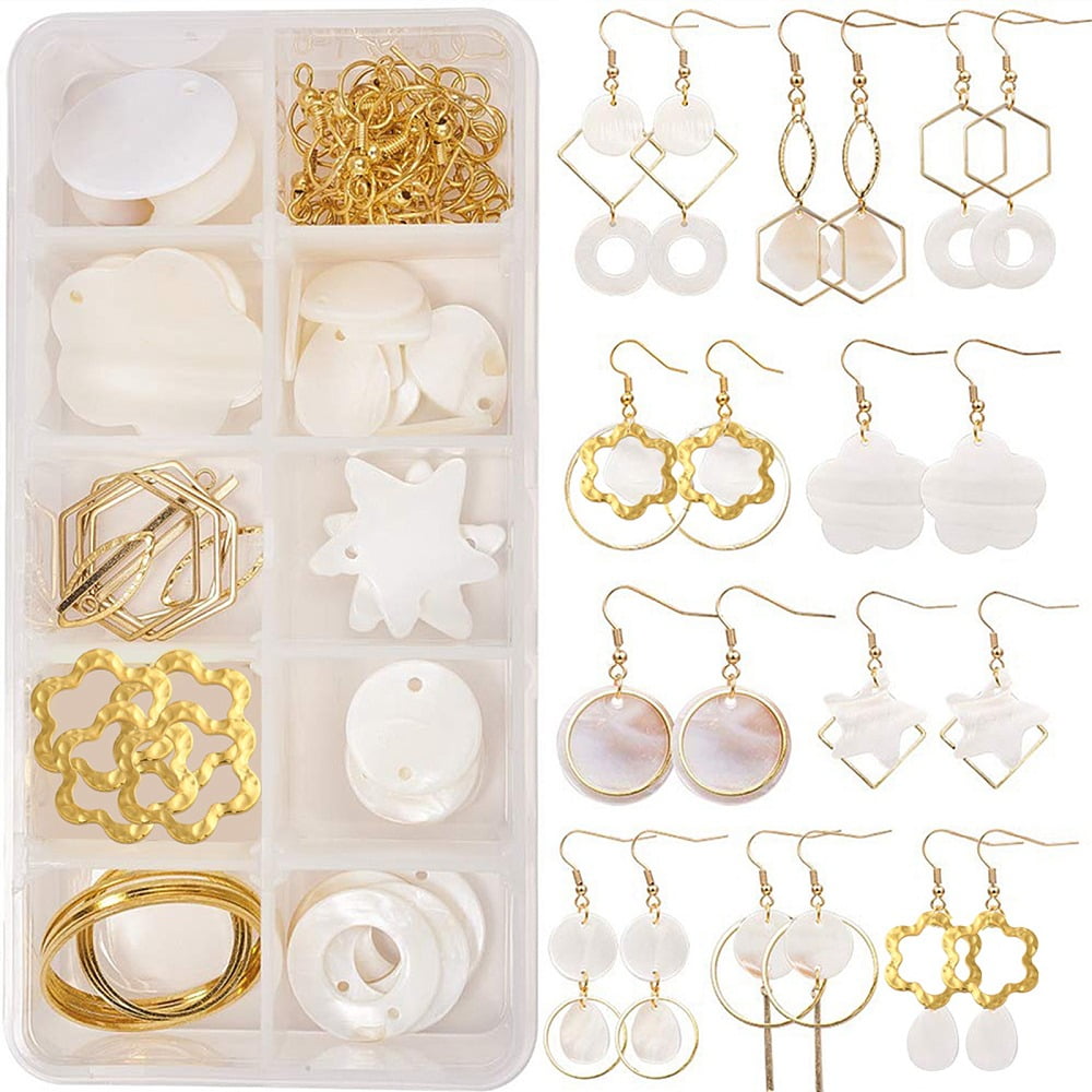 1 Box DIY 10 Pairs Shell Geometric Dangle Earring Jewelry Making Kit ...