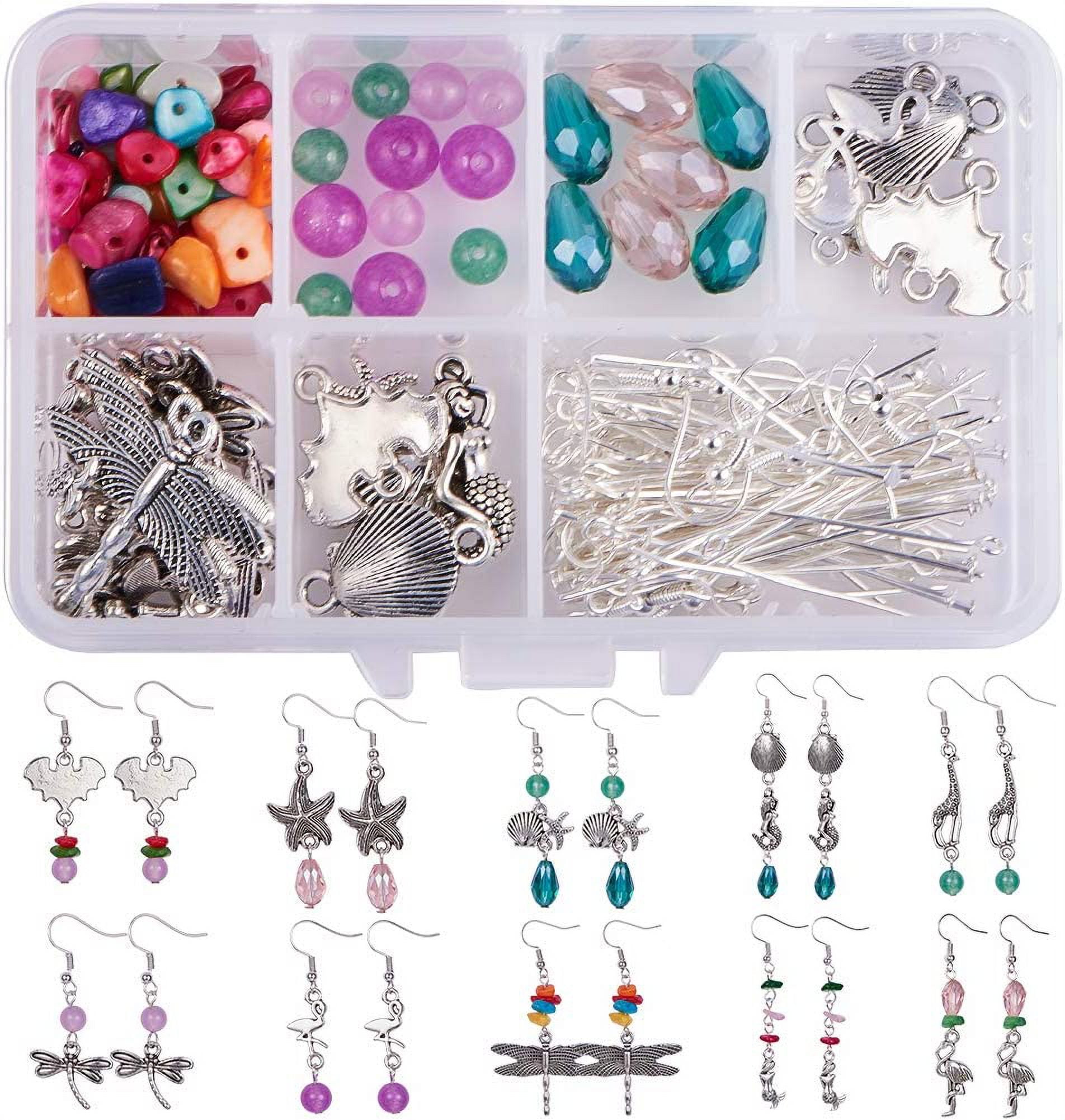 1 Box DIY 10 Pairs Starfish Mermaid Dragonfly Dangle Earring Making Kit ...