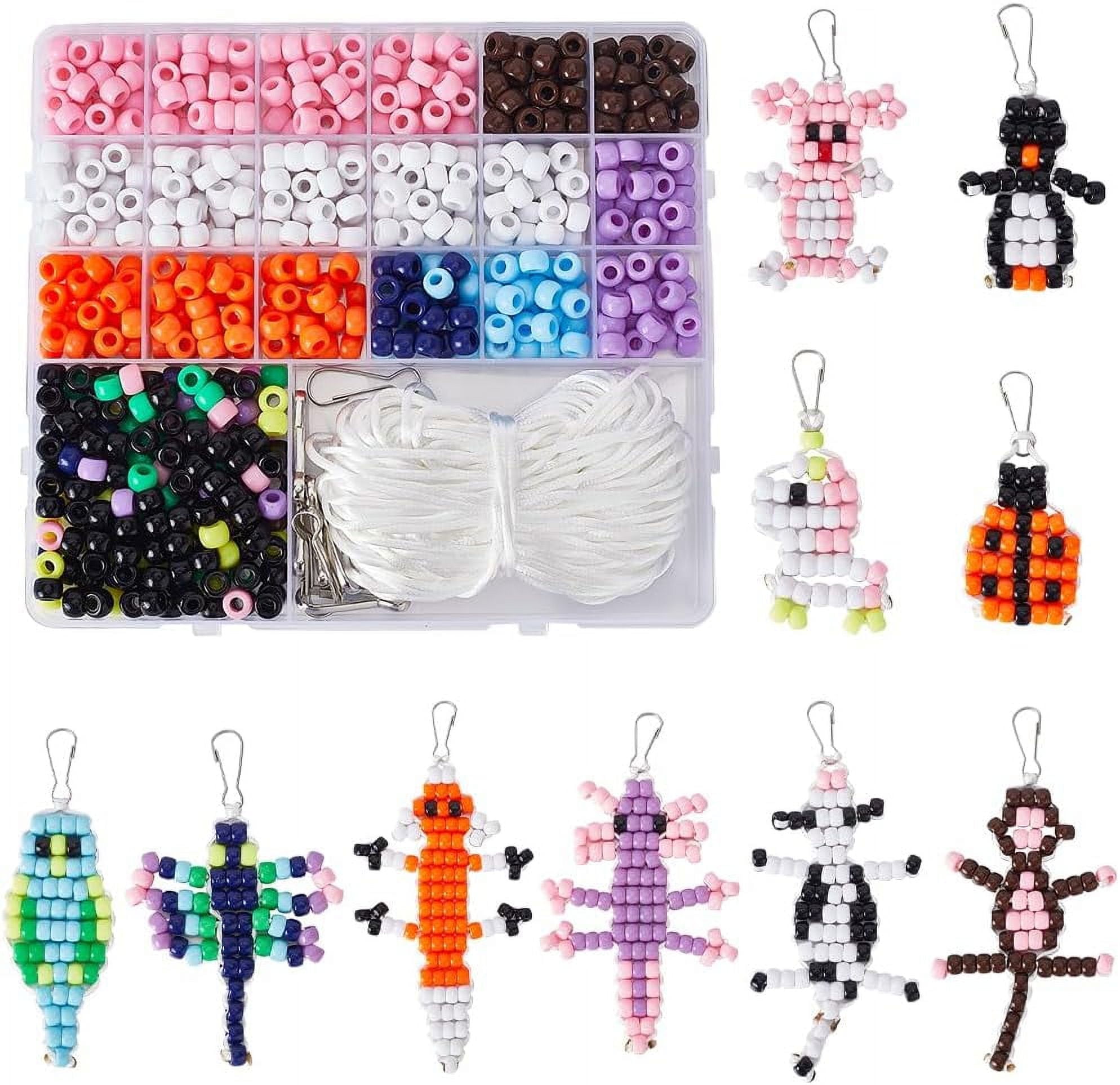 DIY 10 Sets Pony Bead Animal Kit Pony Beads Set Bead Animals Colorful ...