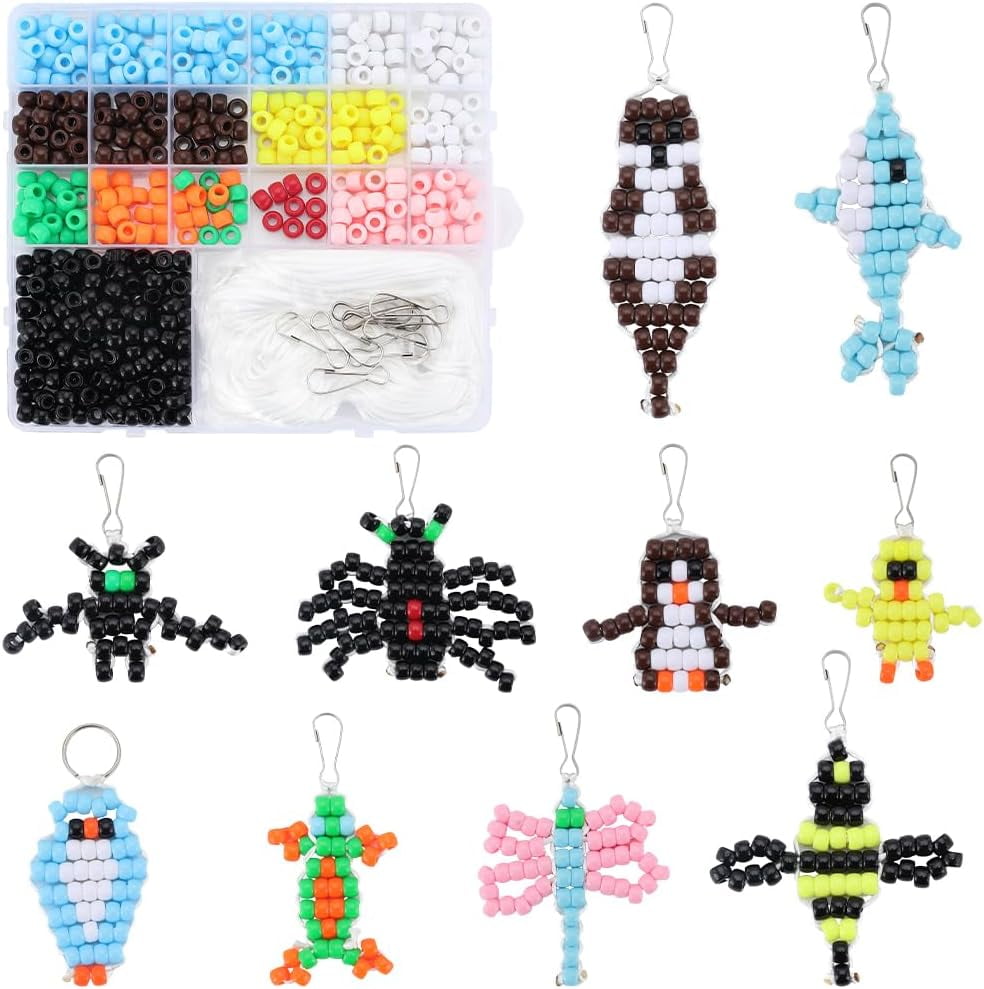 1 Box DIY 10 Sets Pony Beads Pets Bead Craft Kit Pony Bead Animals 8mm ...