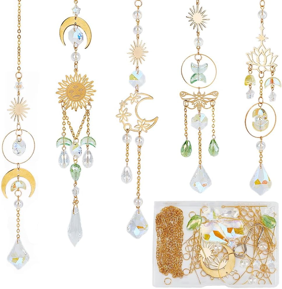 1 Box DIY 5 Sets Star Moon Suncatcher Kit Crystal Suncatchers Rainbow ...