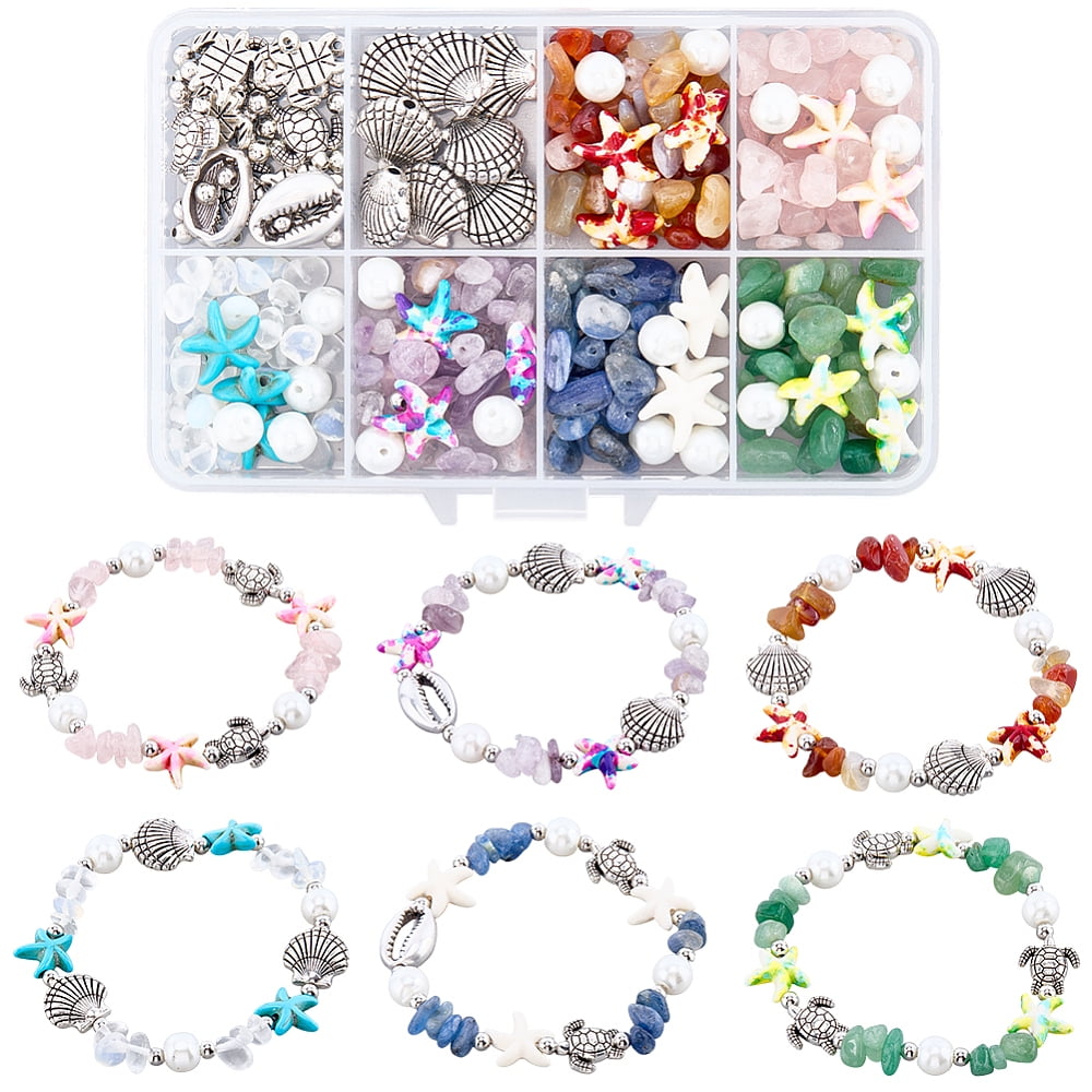 1 Box DIY 6 Sets Bracelet Making Kits Starfish Beads Colorful Shell Sea ...