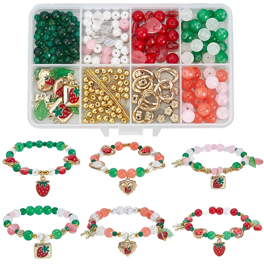 1 Box DIY 6 Sets Christmas Fruit Bracelet Making Kits Enamel Strawberry ...
