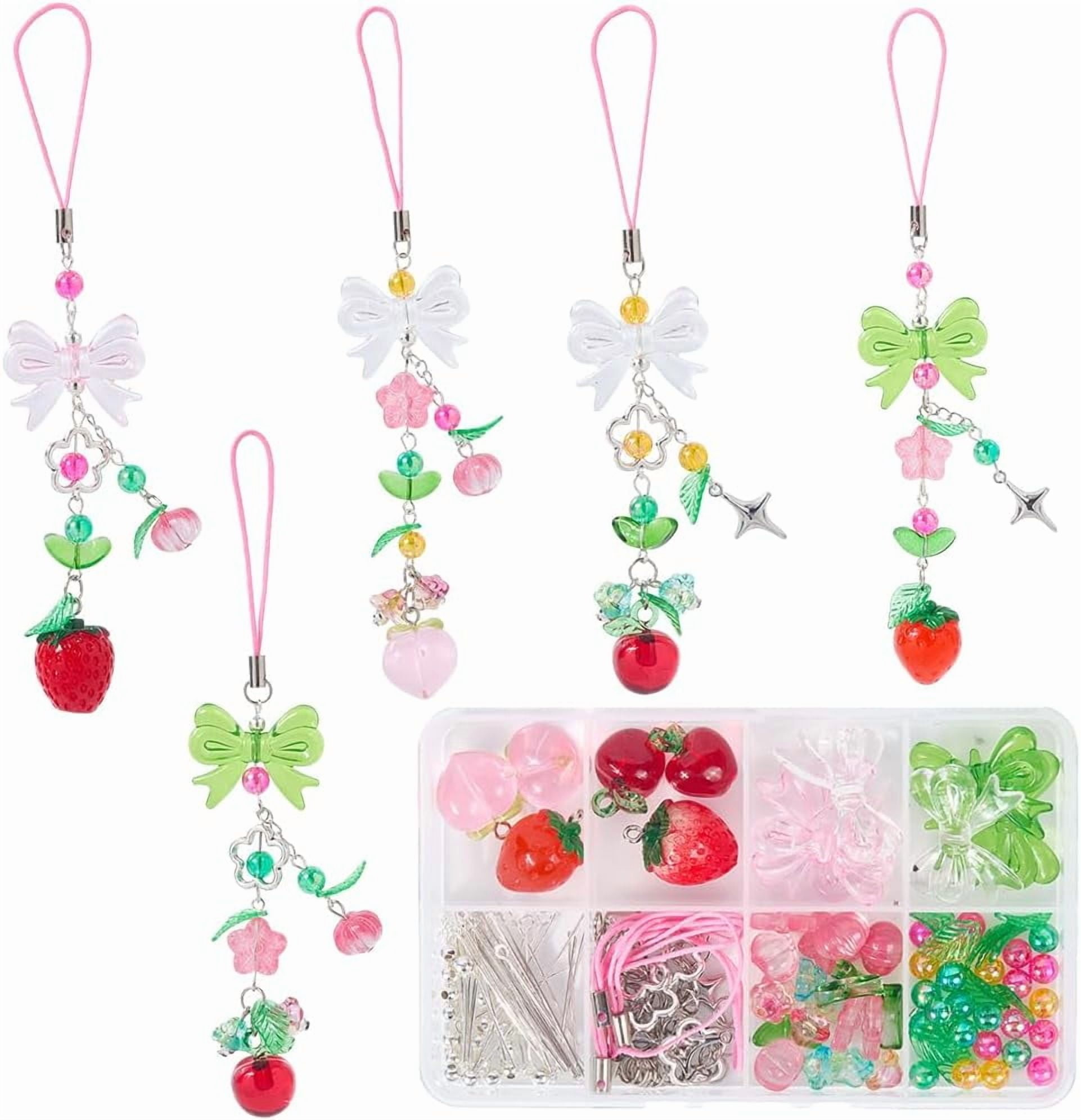 1 Box DIY 6 Sets DIY Phone Charm Making Kit Resin Strawberry Charms ...