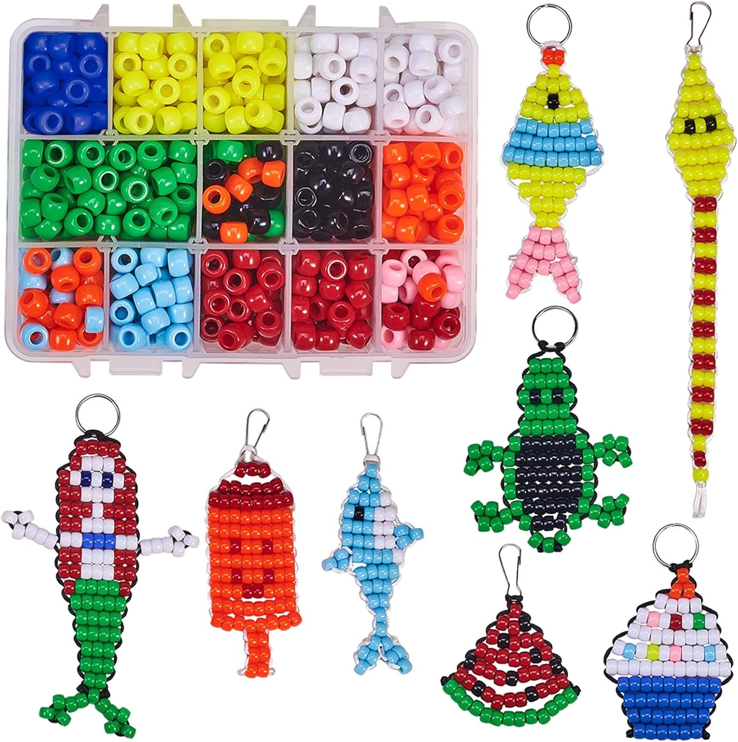 1 Box DIY 8 Pairs 620Pcs Bead Pets Kit 8mm Large Pony Beads Assortment ...