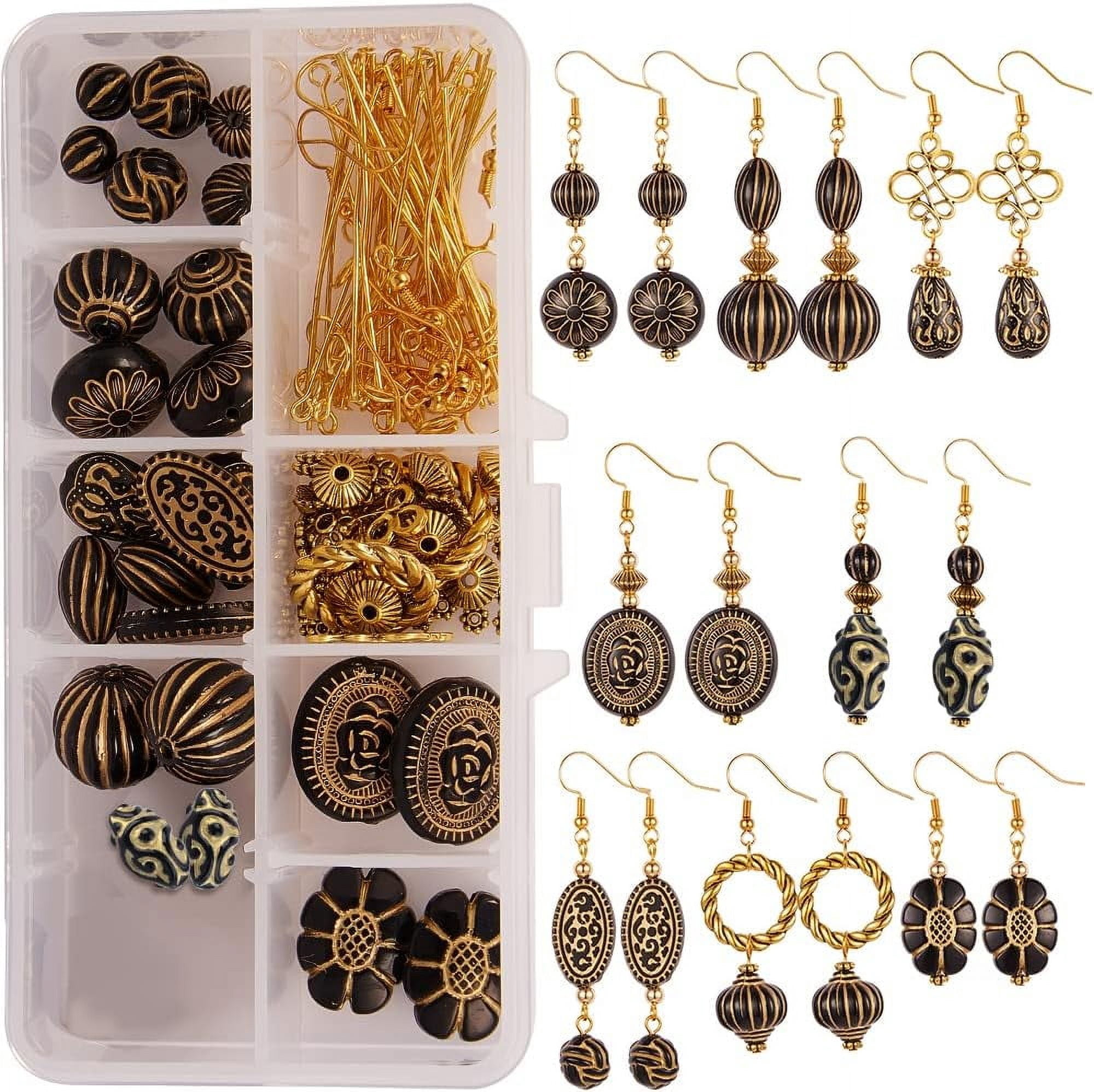 1 Box DIY 8 Pairs Black Acrylic Dangle Earring Jewelry Making Starter ...