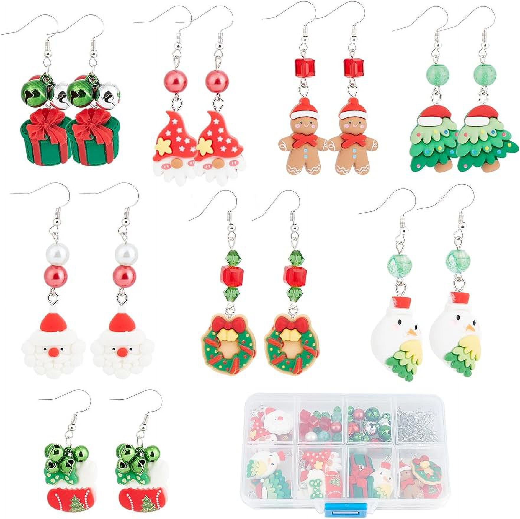 1 Box DIY 8 Pairs Christmas Charms Resin Xmas Gingerbread Man Charm ...