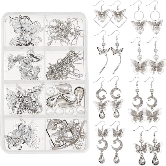 1 Box DIY 8 Pairs Filigree Butterfly Charms 3D Hollow Butterflies ...