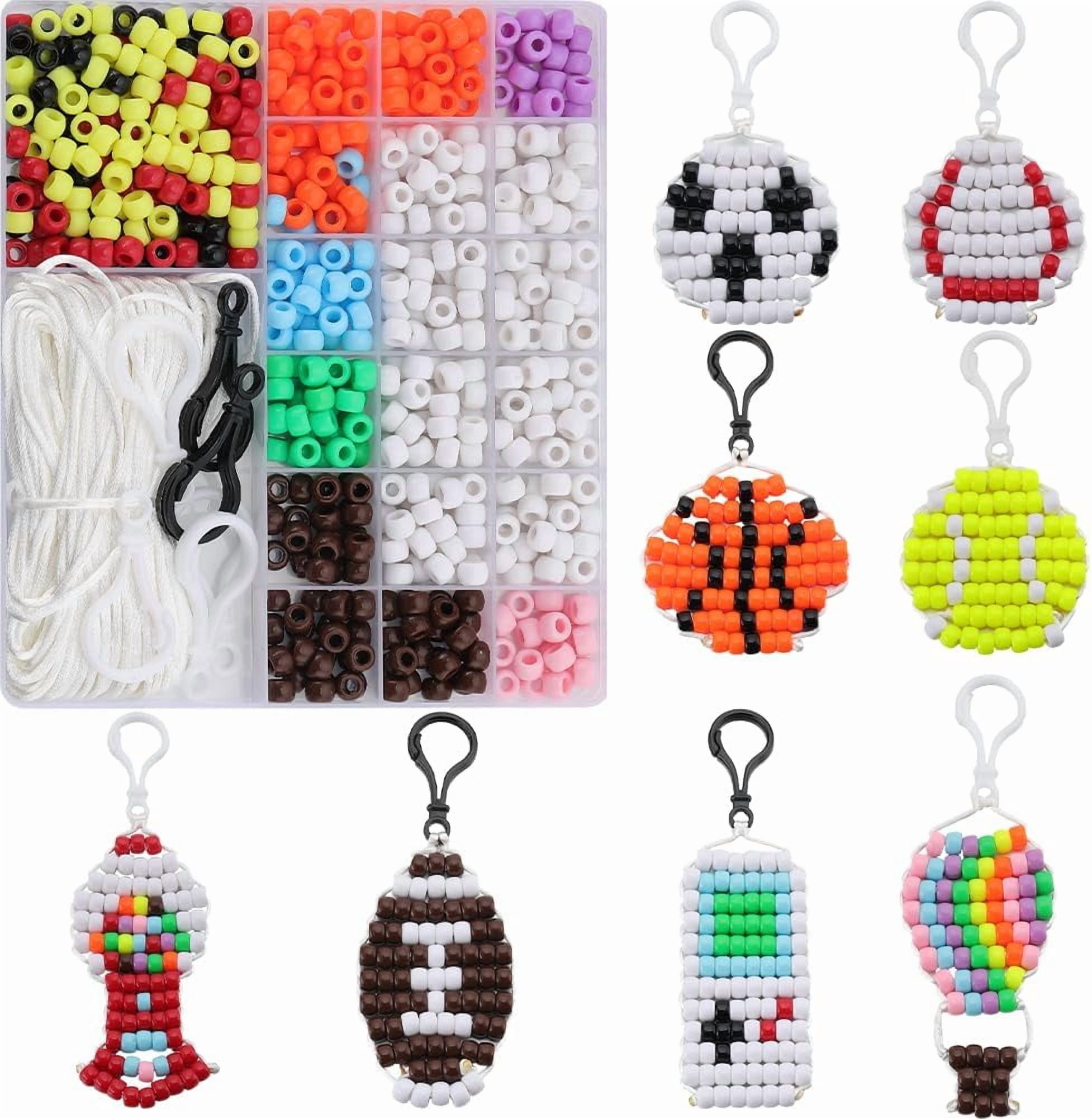1 Box DIY 8 Sets Bead Craft Kit Pony Beads Keychain Making Kits Sport ...