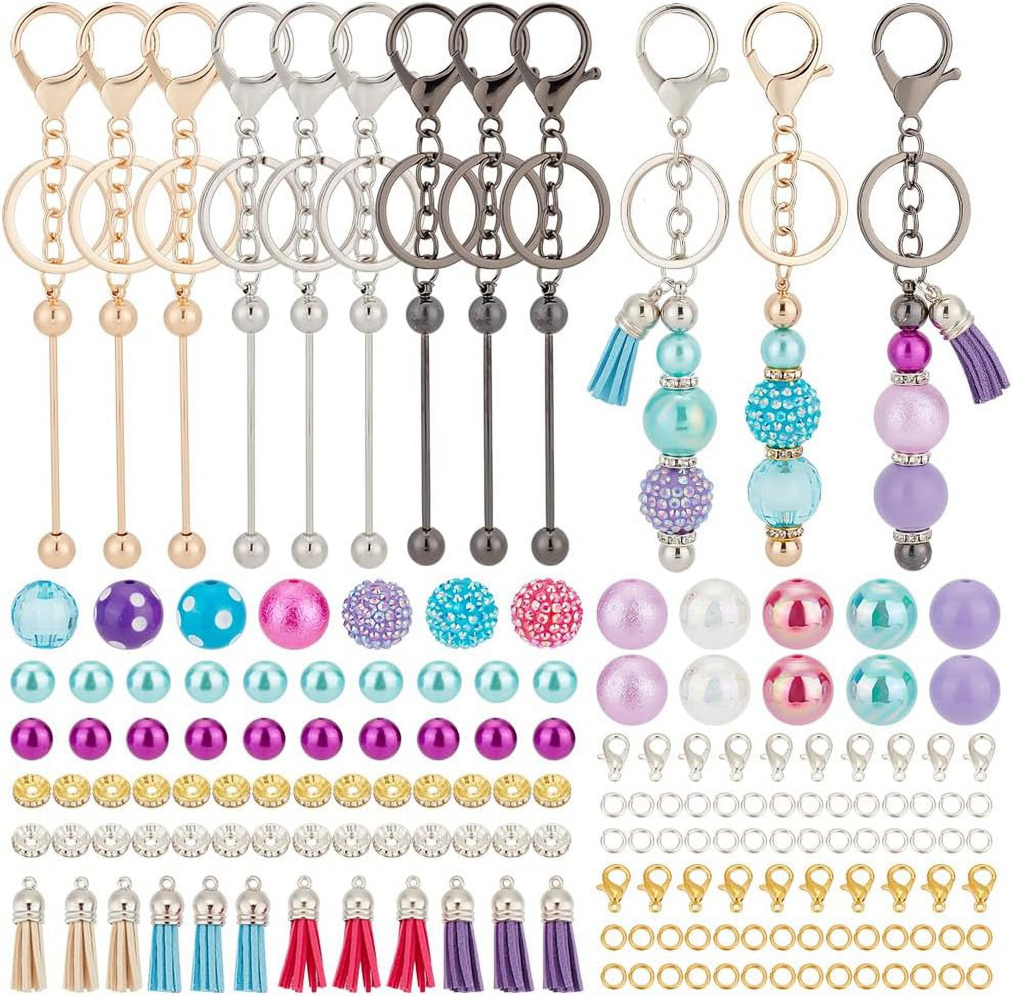 1 Box DIY Beadable Keychain Bar Making Kit Including Alloy Blank Bar ...