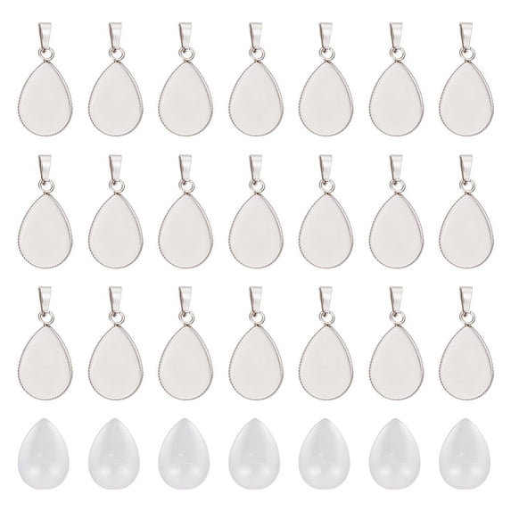 1 Box DIY Blank Teardrop Pendant Making Kit Including 304 Stainless ...