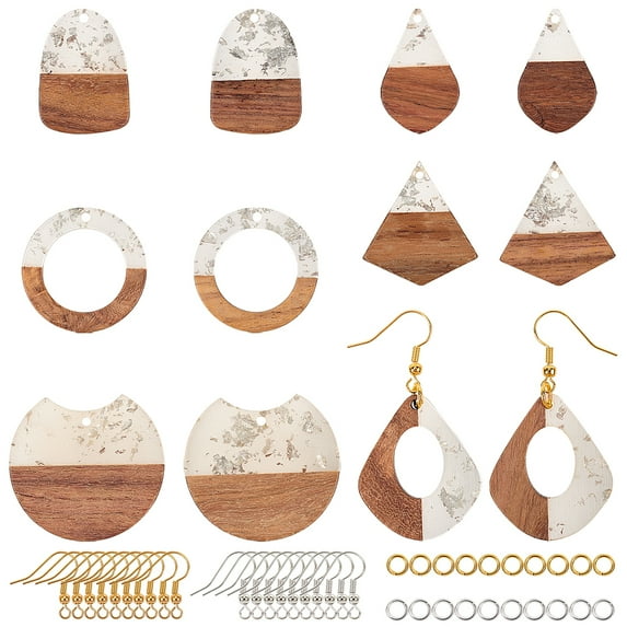 1 Box DIY Dangle Earring Making Kits Including Resin Walnut Wood ...