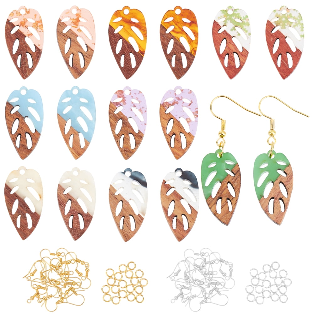 1 Box DIY Earring Making Kit Including Leaf Resin & Walnut Wood ...