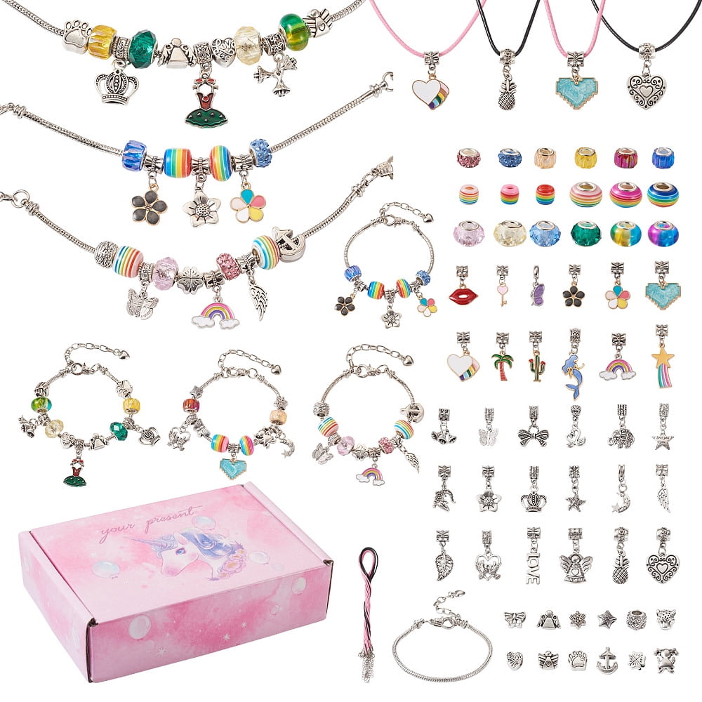 1 Box DIY Europen Bracelet Necklace Making Kit Alloy Beads & Dangle ...