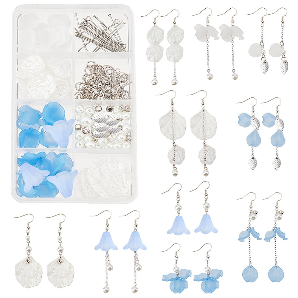 1 Box DIY Flower Drop Earring Making Kits Including Acrylic Bead Caps ...