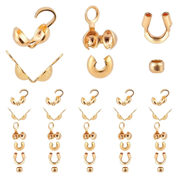 1 Box DIY Jewelry Making Finding Kits Including Brass Bead Tips & Crimp ...