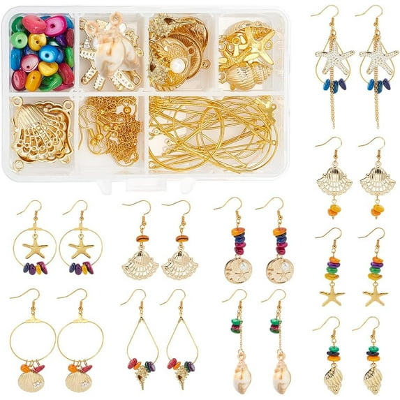 1 Box DIY Make 10 Pairs Shell Starfish Earring Dangles Making Kit ...