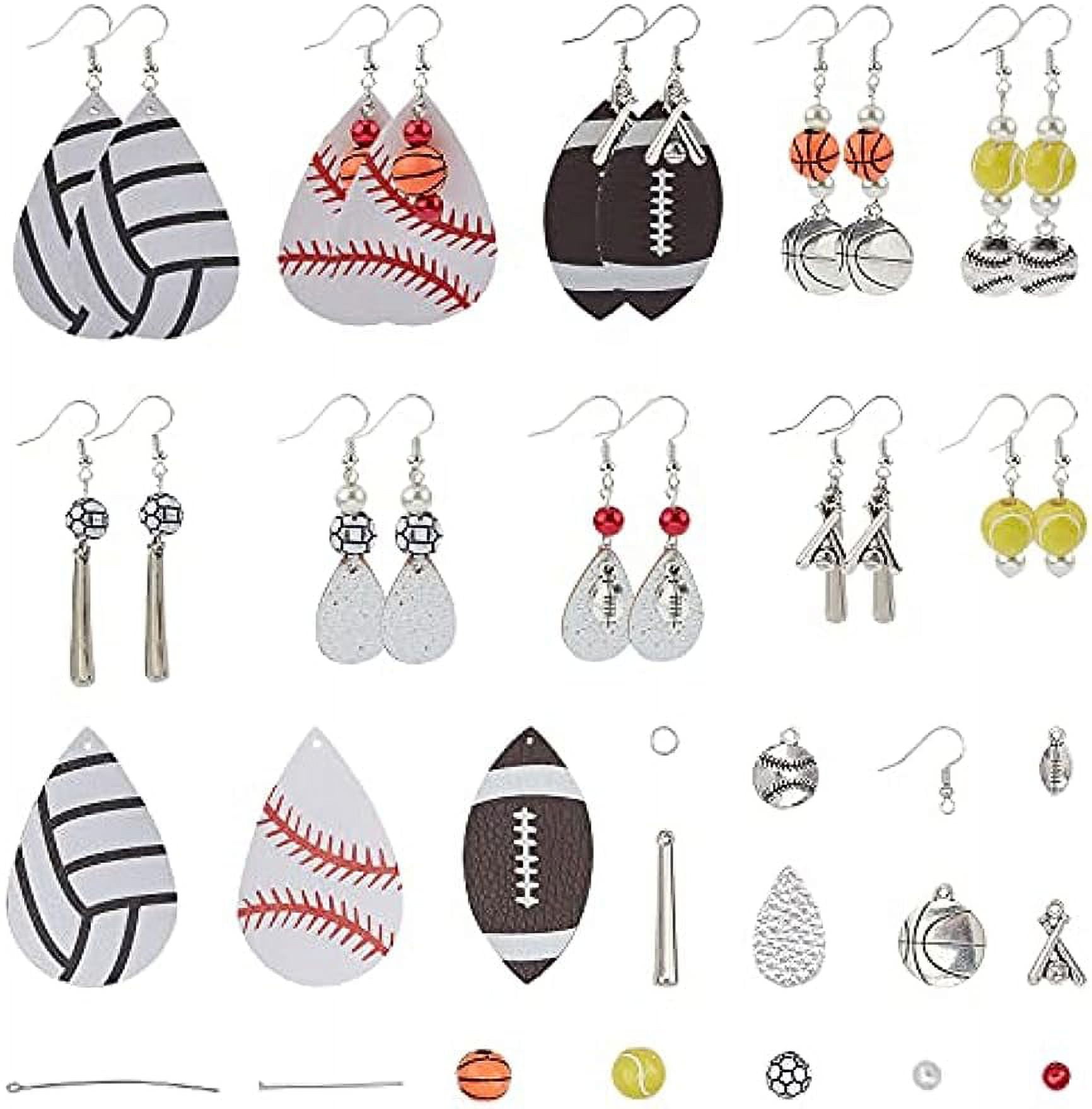 1 Box DIY Make 10 Pairs Sports Faux Leather Teardrop Drop Dangle Beads ...