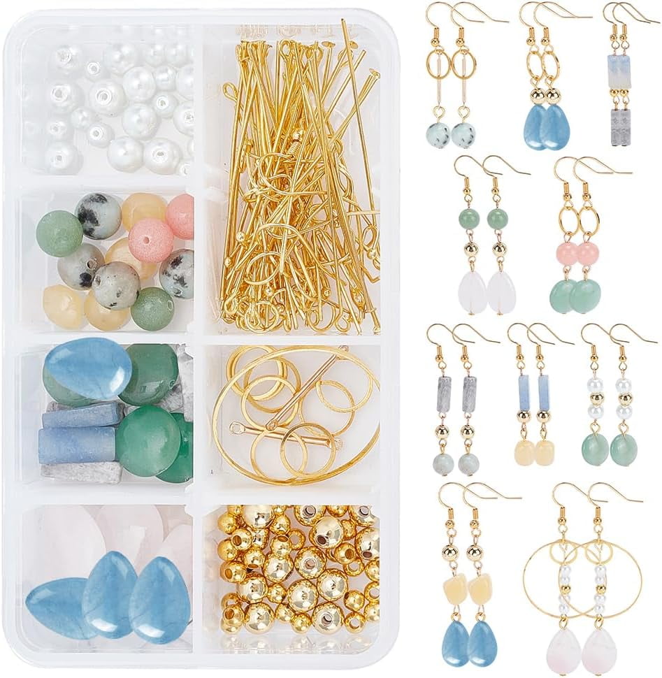 1 Box DIY Make 10 Pairs Stone Beads Earring Making Kit Including Stone ...
