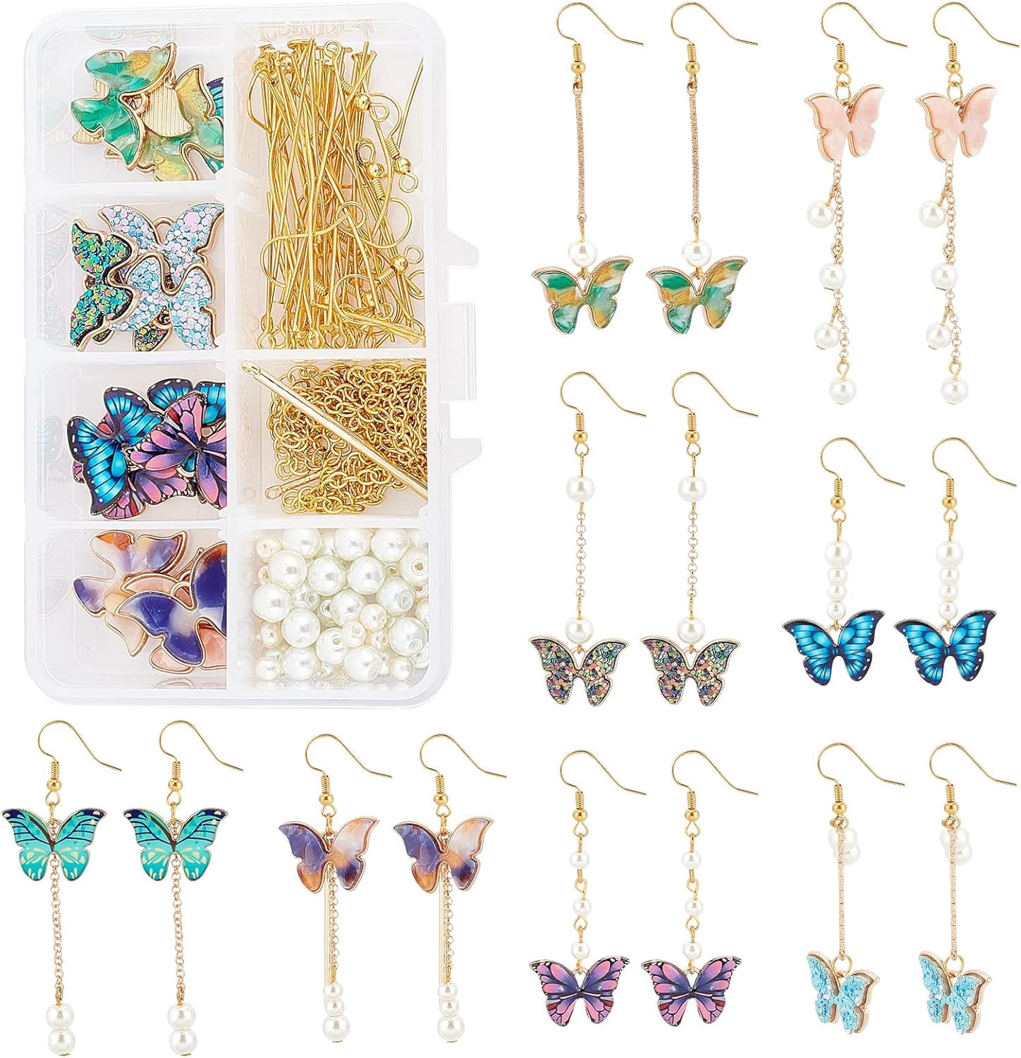 1 Box DIY Make 8 Pairs Enamel Butterfly Earring Making Starter Kit ...