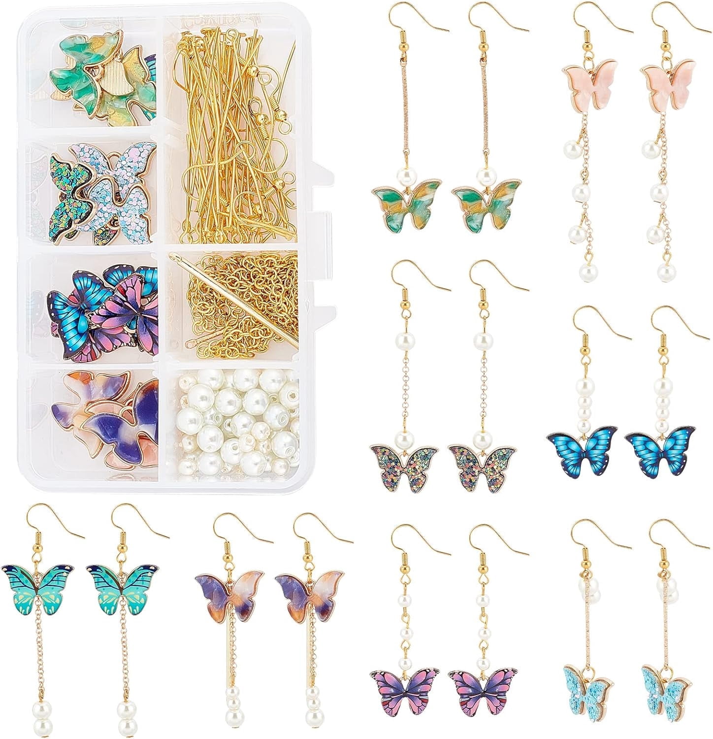 1 Box DIY Make 8 Pairs Enamel Butterfly Earring Making Starter Kit ...