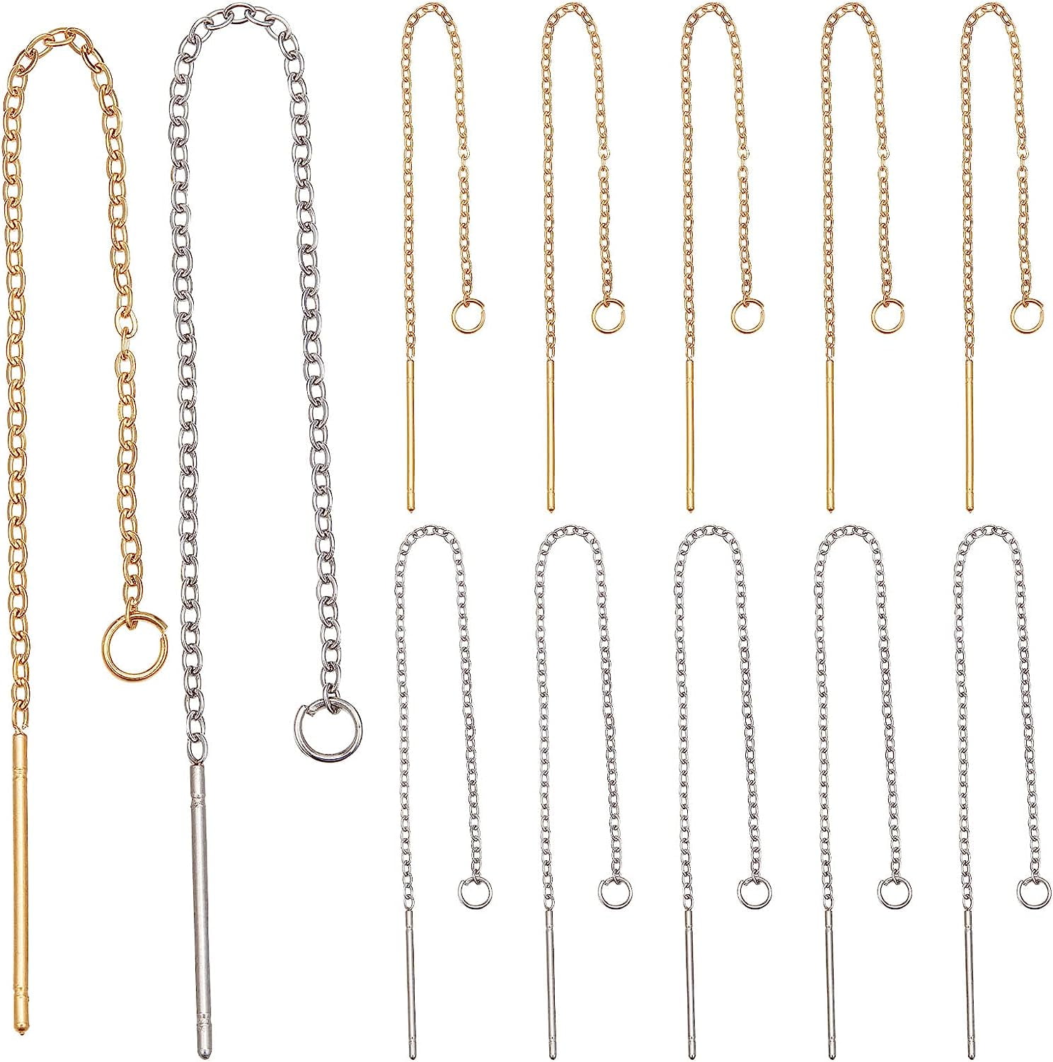 1 Box Ear Threads 90mm Silver Ear Thread Stainless Steel Earring ...