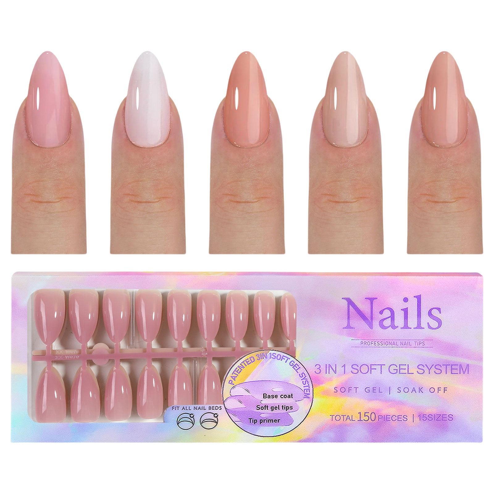 1 Box Full Cover on Nails French Tip False Nails for Woman Soft Gels ...