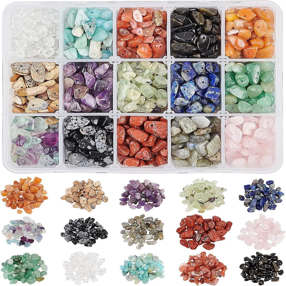 1 Box Gemstone Chips Beads 15 Styles Natural Irregular Shaped Nugget ...