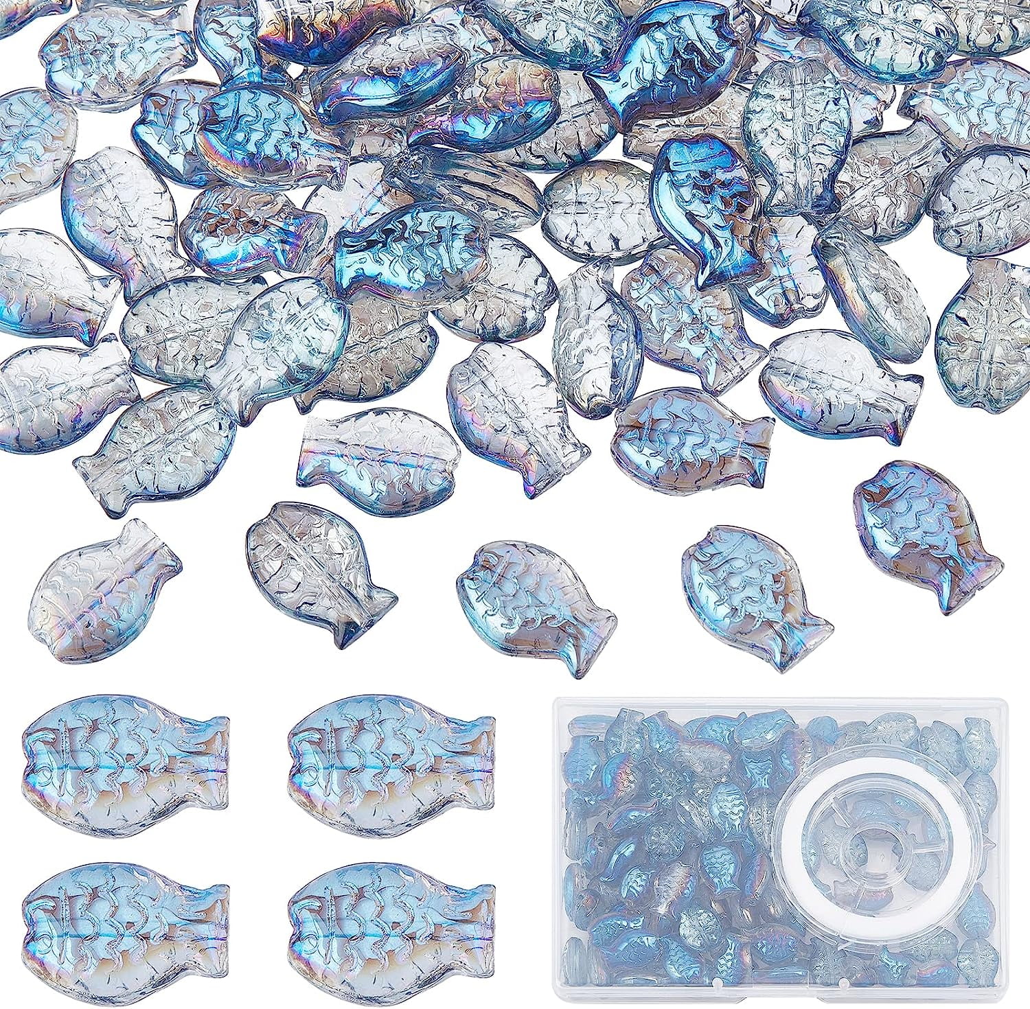 1 Box Glass Fish Beads Ocean Animal Spacer Fish Beads - Walmart.com