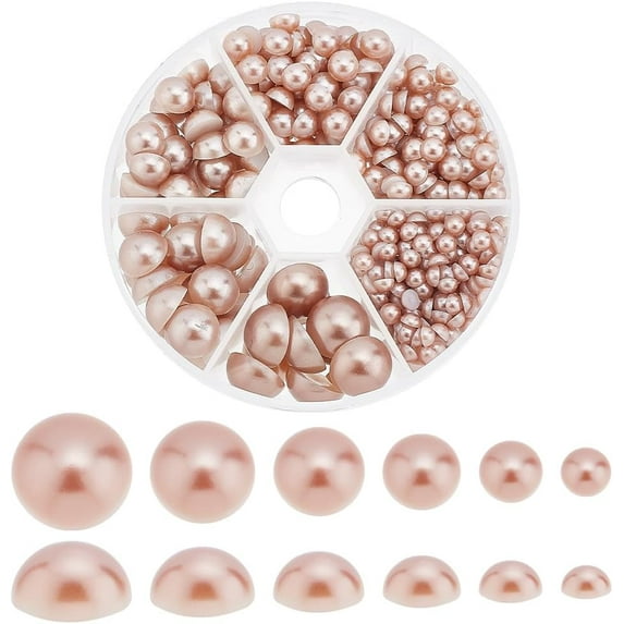 1 Box Half Round Tan Imitation Pearl ABS Acrylic Dome Cabochons 4-12x2 ...