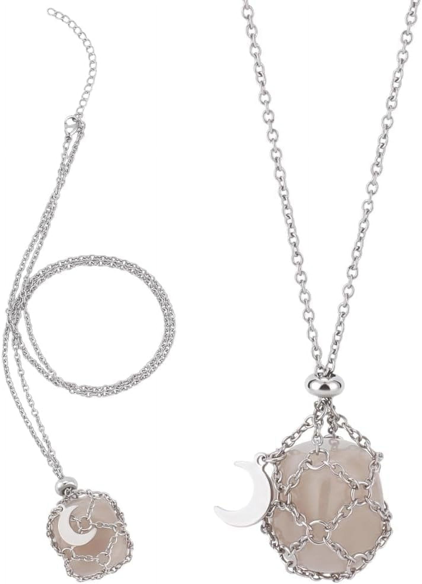 1 Box Holder Necklace 304 Stainless Steel Silver Adjustable Empty Stone ...