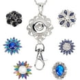 1 Box ID Badge Lanyard Snap Button Lanyards Flower Rhinestone Lanyard ...