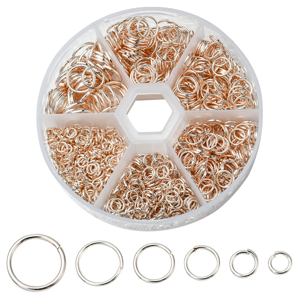 1 Box Iron Jump Rings Set Mixed Sizes Open Jump Rings Round Ring Rose ...