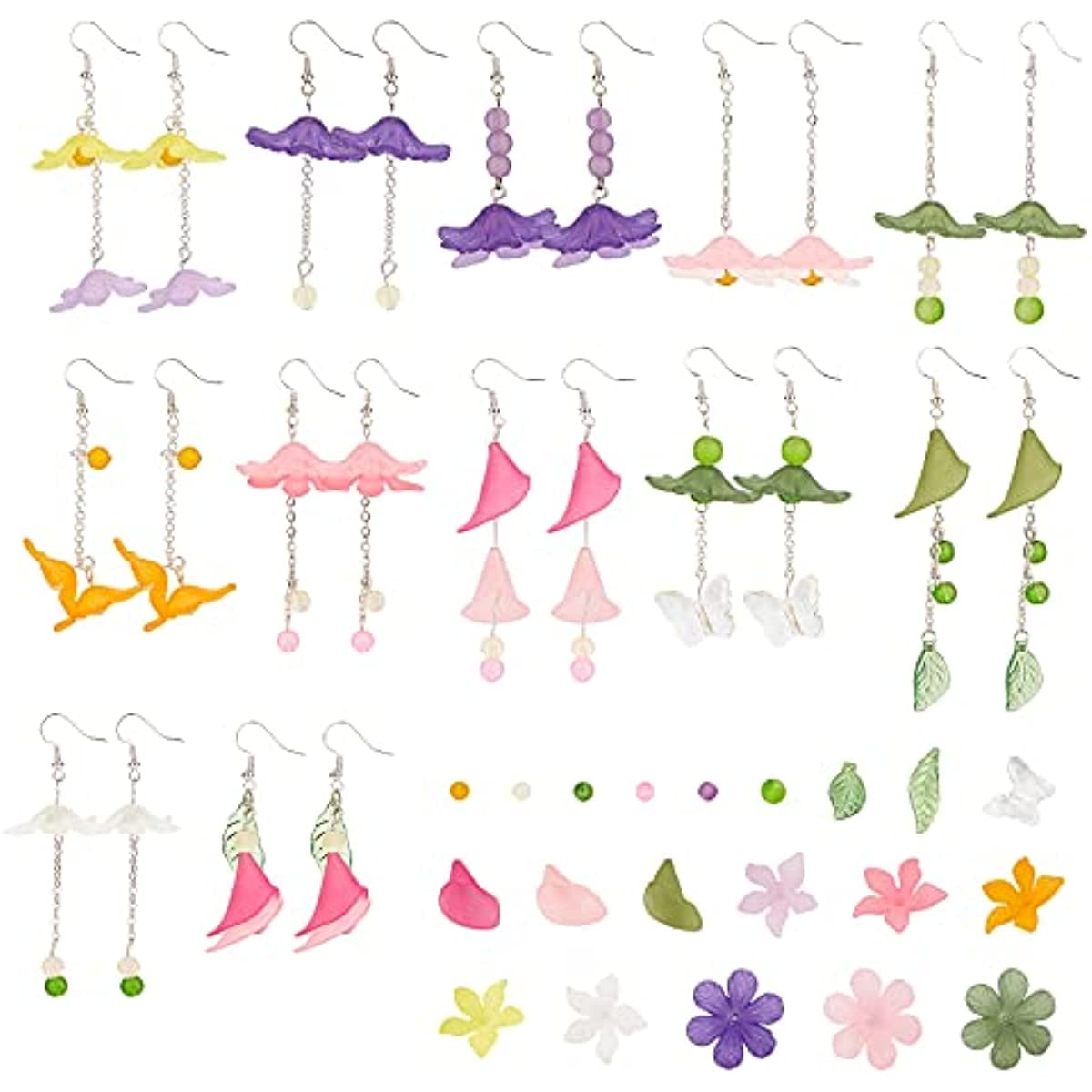 1 Box Make 12 Pairs Flower Leaf Dangles Earring Making Starter Kit ...