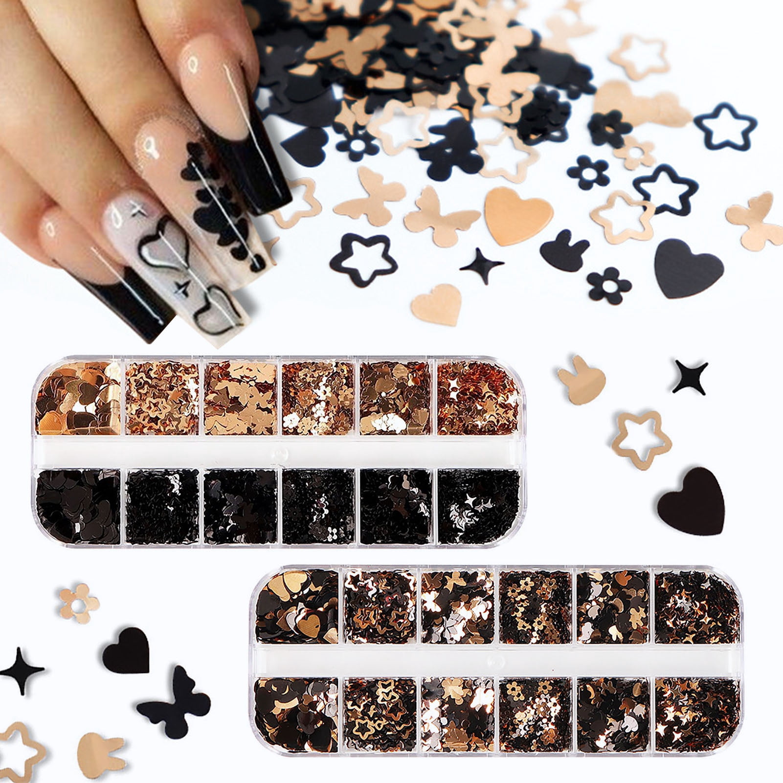 1 Box Nail Sequins Creative Shape High Shine Effect Non-Irritation ...