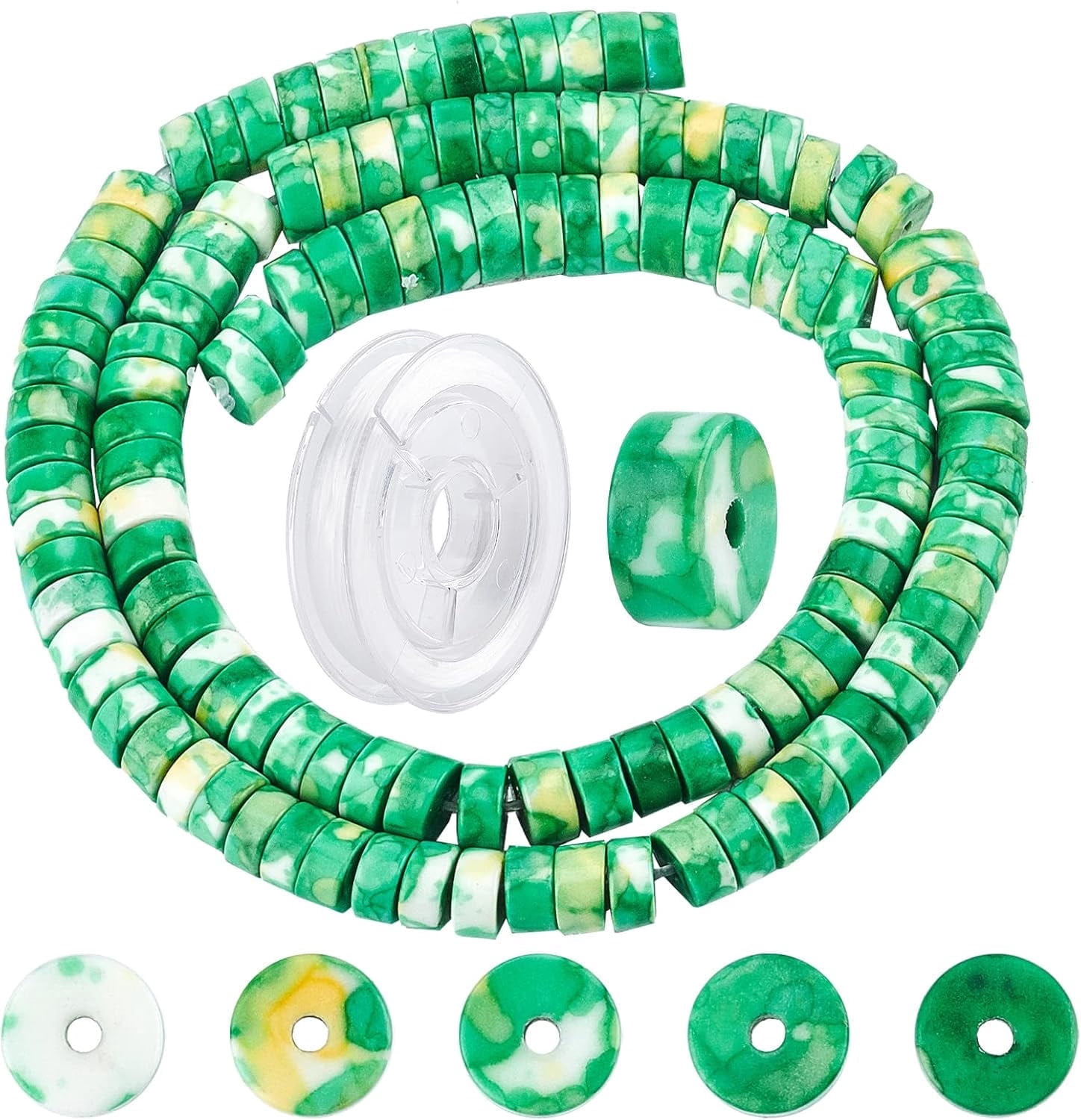 1 Box Necklace Beading Kit Flat Natural Ore Beads Loose Semi Disc Beads ...